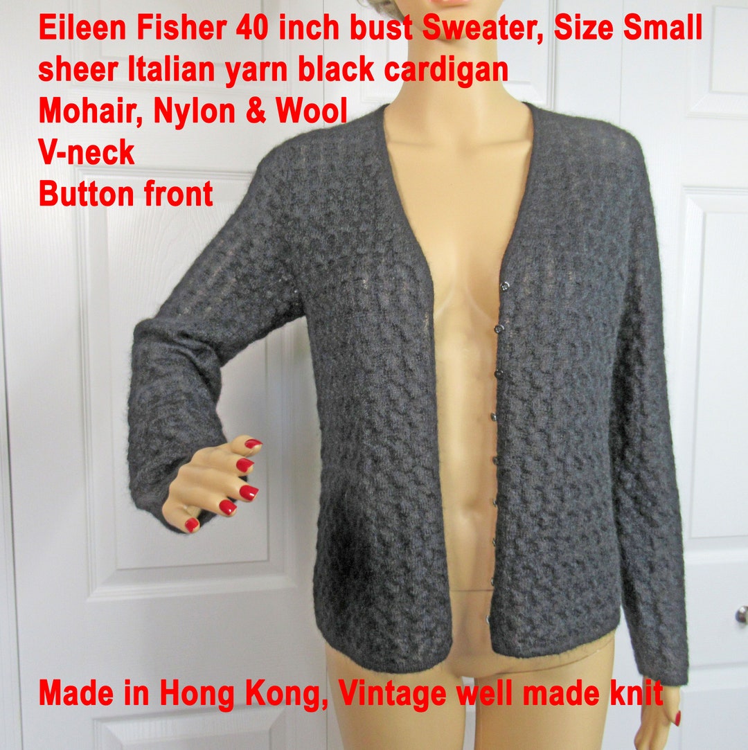 Eileen Fisher 40 Inch Bust Sweater, Sz Small Sheer Italian Yarn Black ...