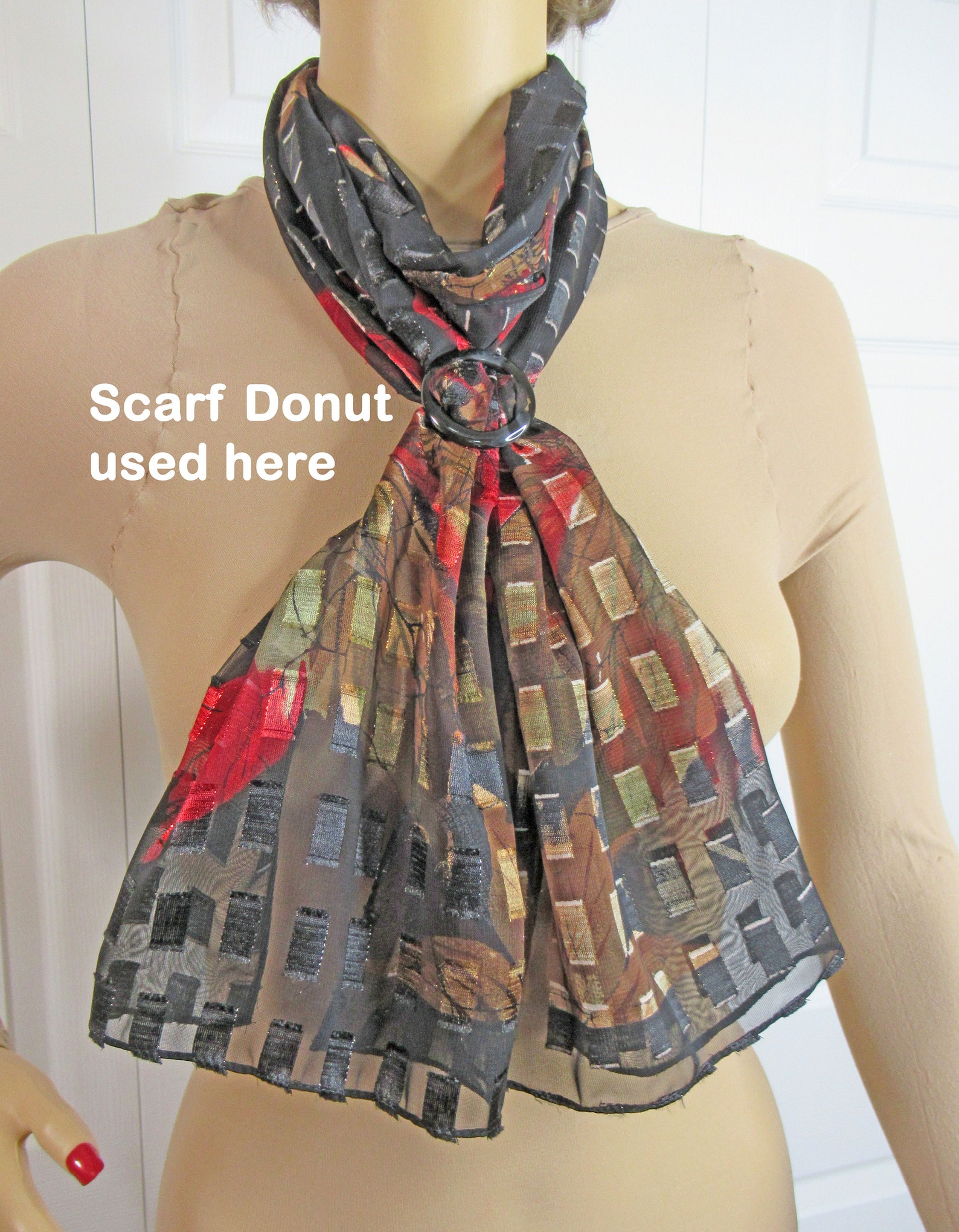 VTG Made in Korea 58 by 13 Inch Oblong Scarf, Autumn Leaves Design ...