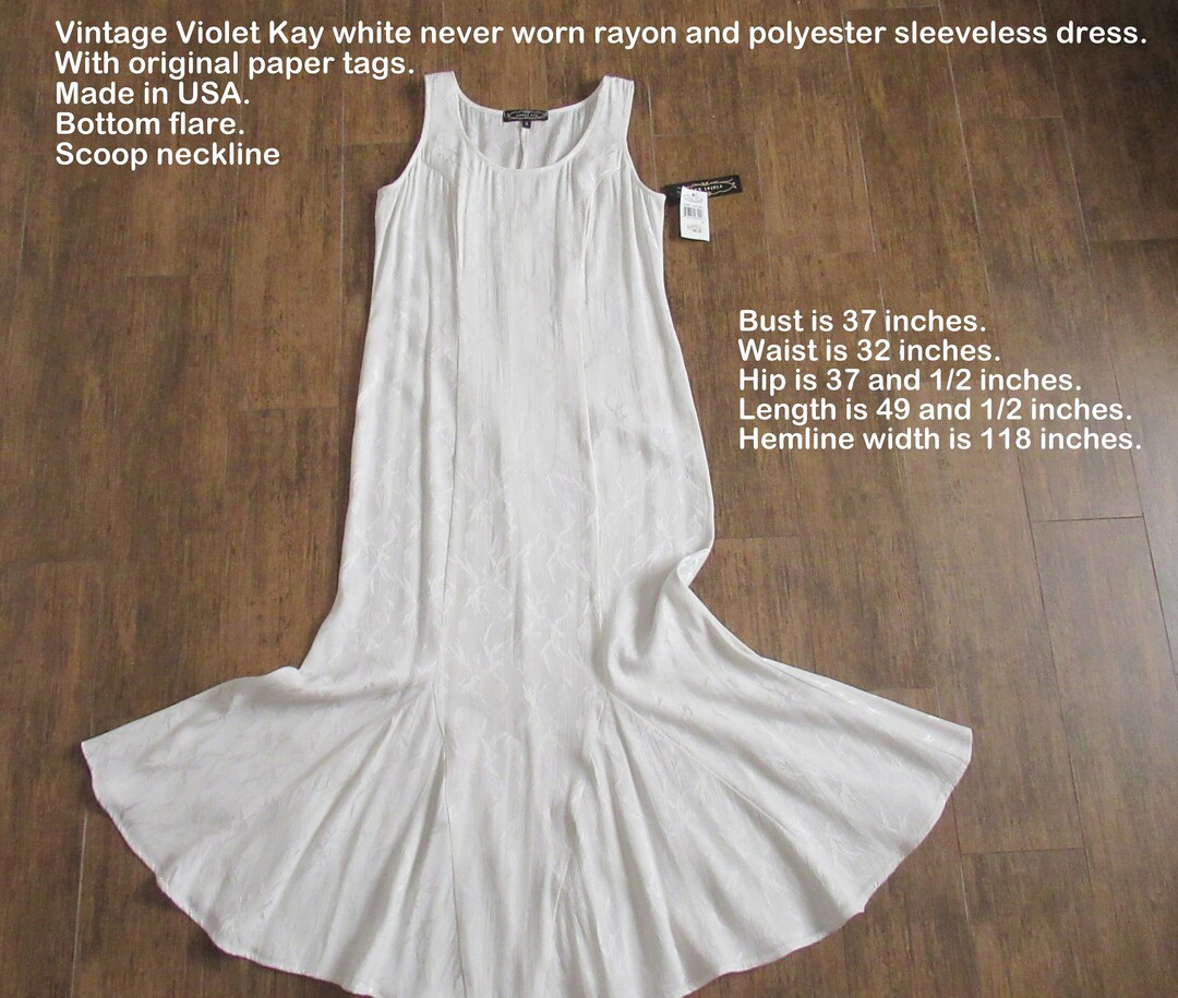 37 Bust, Sz S Sleeveless Dress, W/ Paper Tags, Violet Kay All White ...