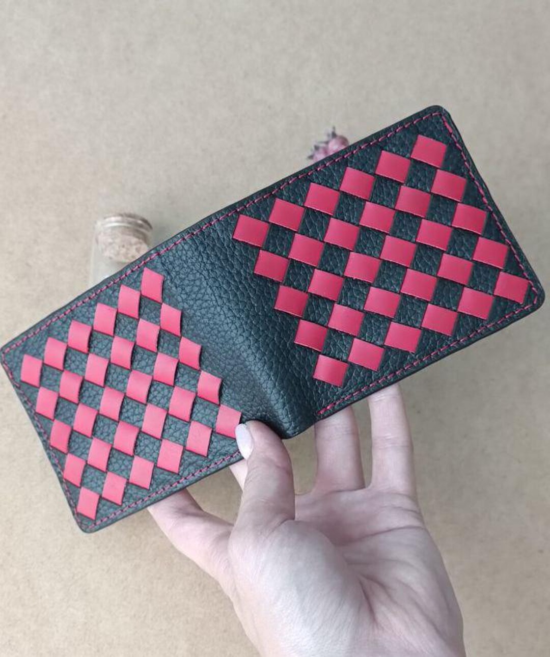 Small Womens Braided Card Wallets, Minimalist Slim Credit Card Wallet ...