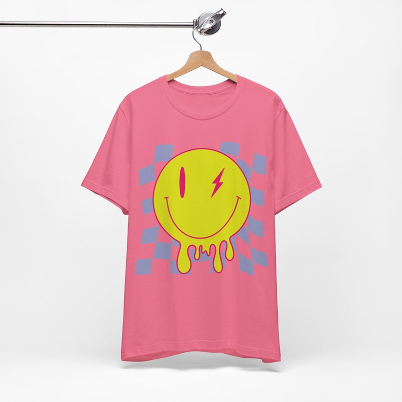 Checkered Pattern Smile Face Shirt, Happy Face Tee, Happy Face T-shirt ...