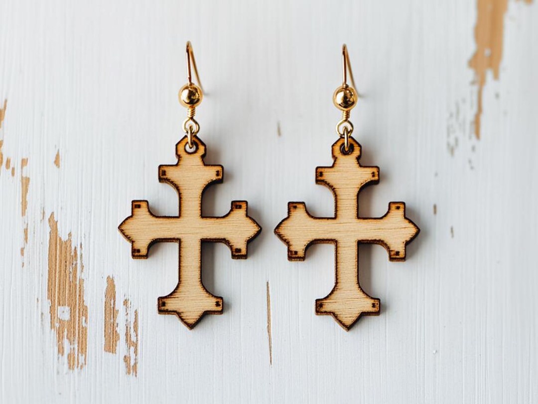 Medieval Cross Earrings Wood Laser Cut Svg - Etsy