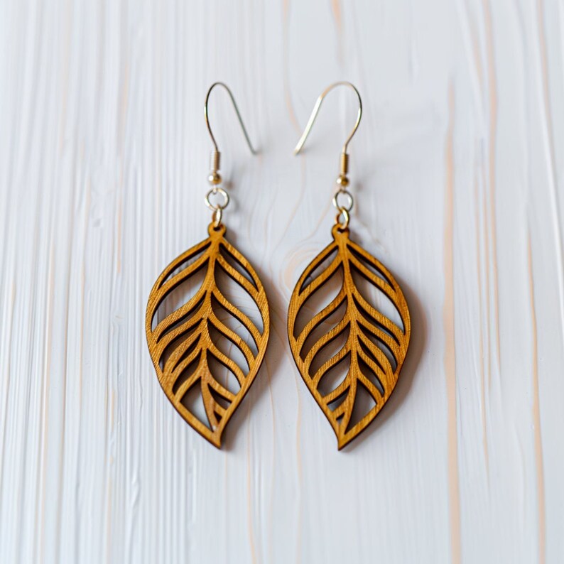 Leaf Earrings Wood Laser Cut Svg - Etsy