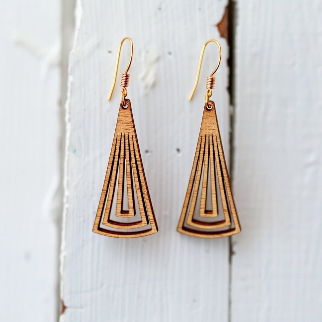 Triangle Shape Earrings Wood Laser Cut Svg - Etsy
