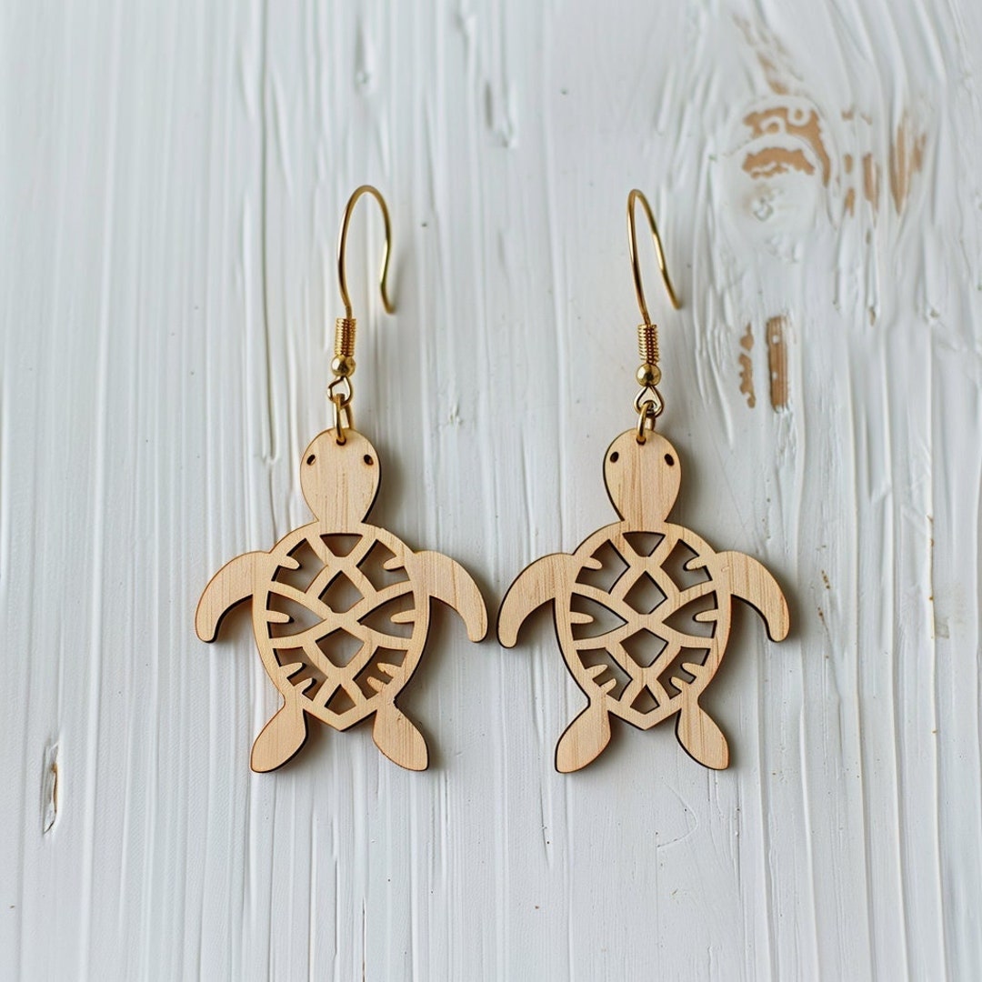 Turtle Earrings Svg Wood Laser Cut Svg - Etsy