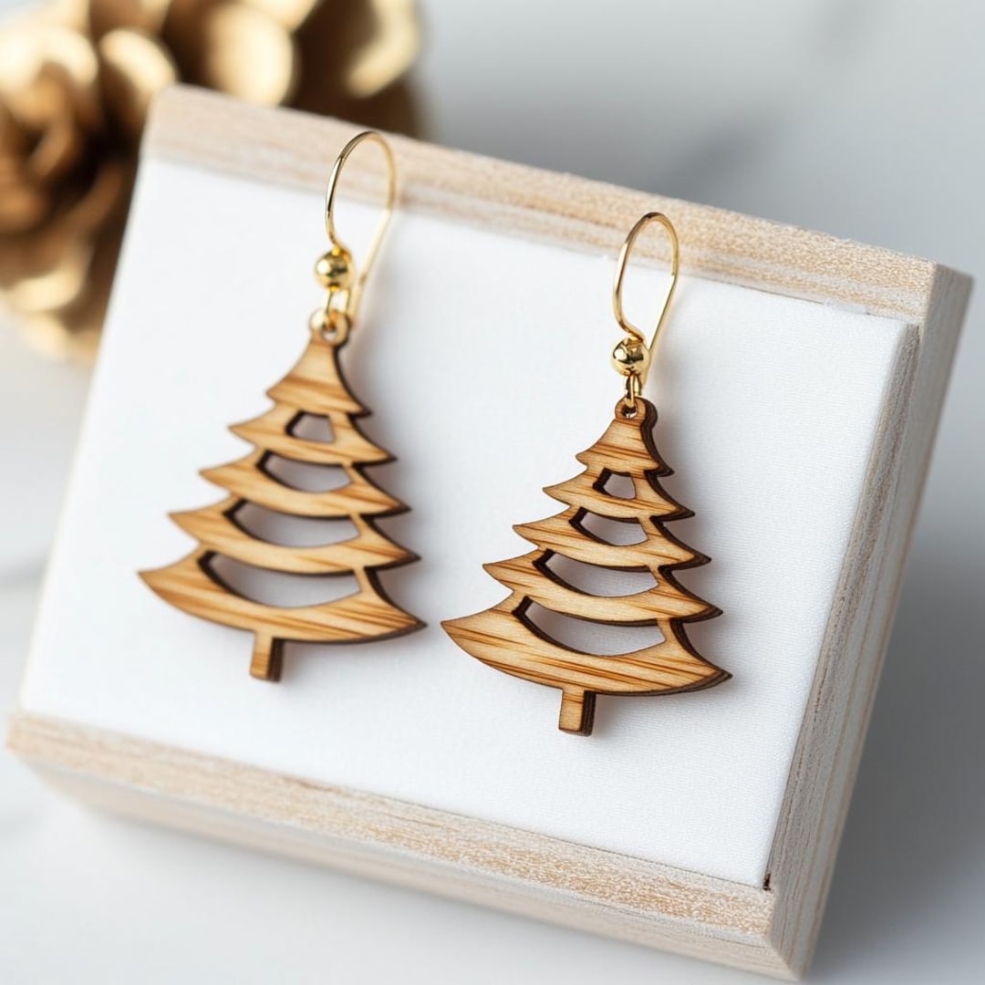 Christmas Tree Earrings Wood Laser Cut Svg - Etsy