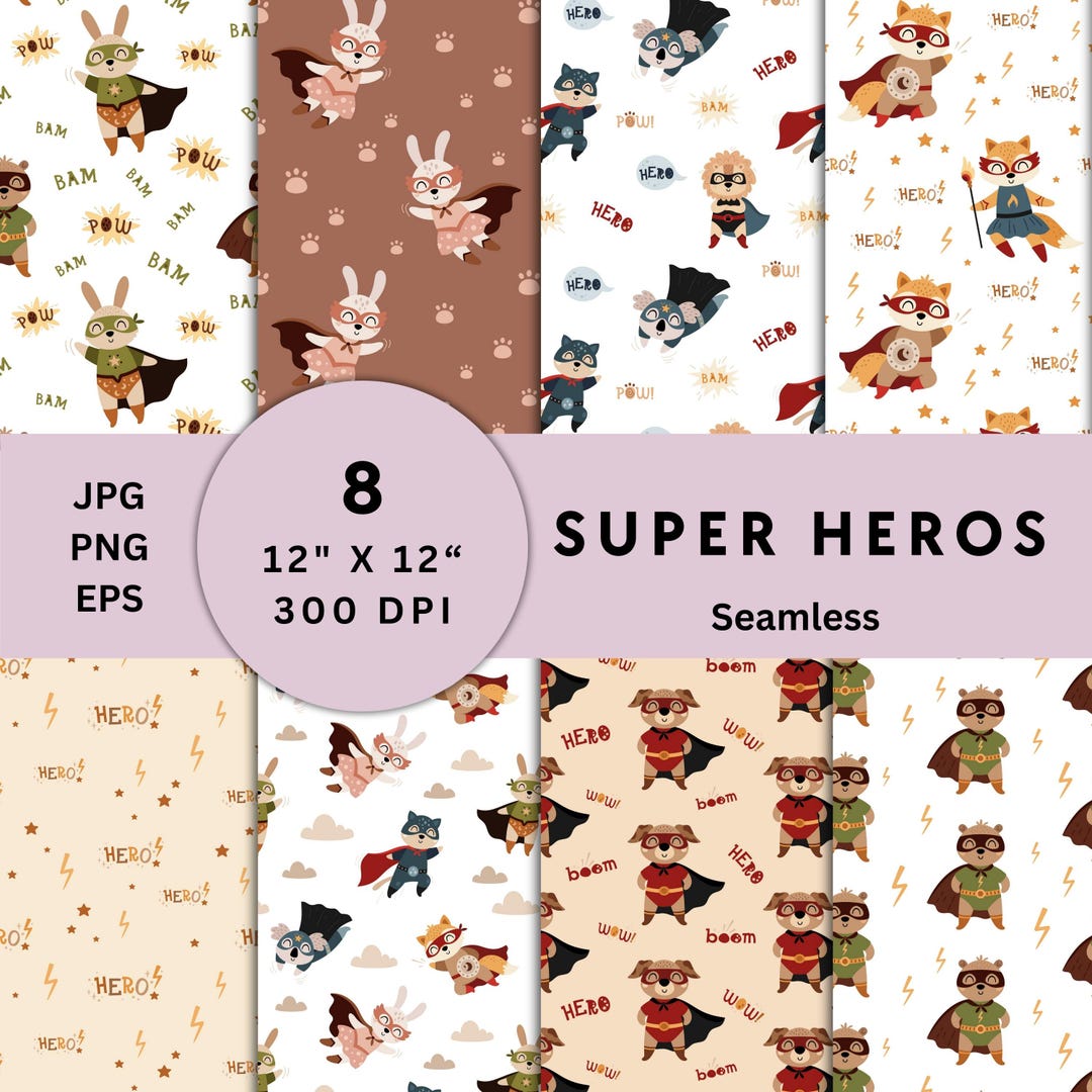 Digital Paper Comics Superheroes 300 DPI Highest Quality, Scrapbooking ...