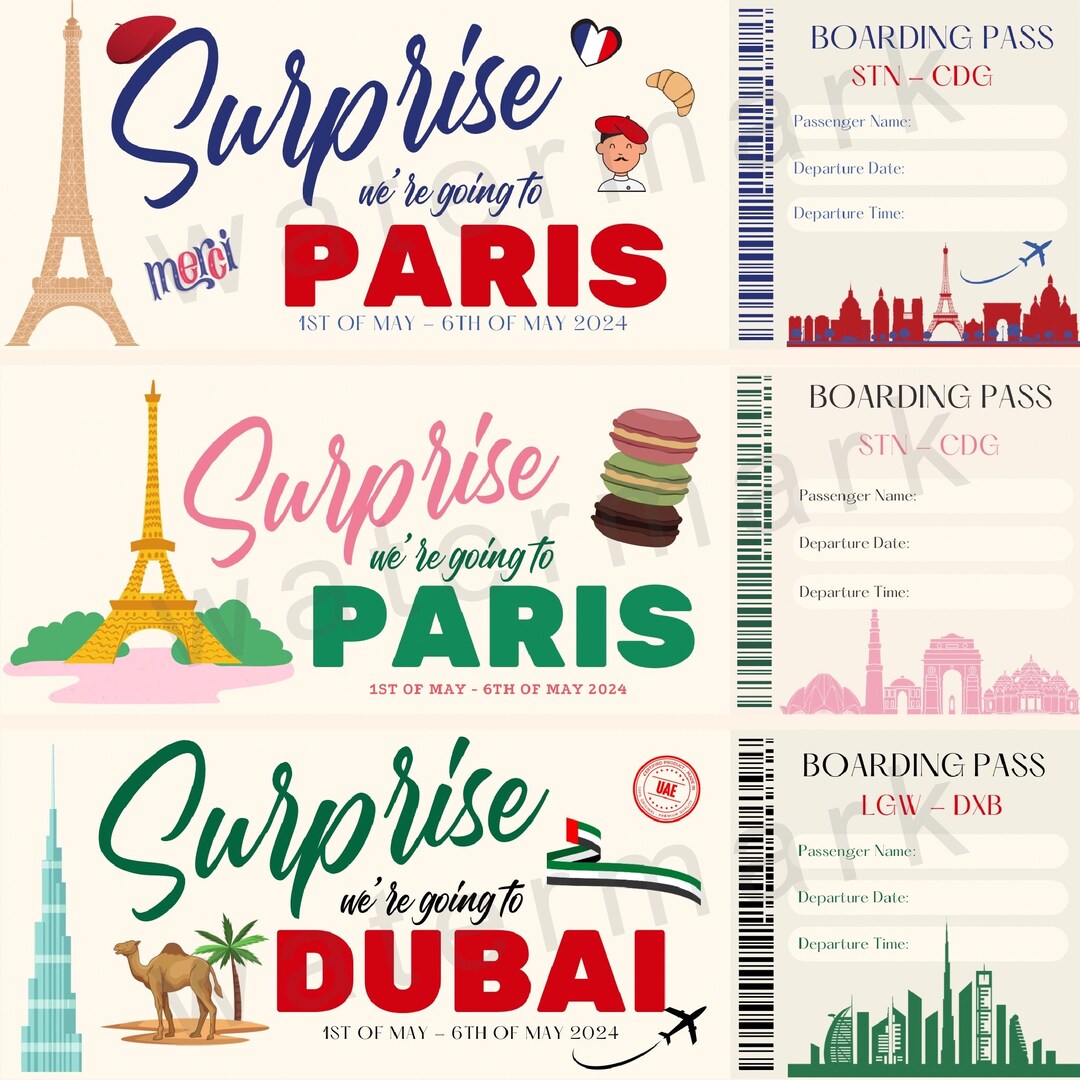 Surprise Reveal Travel Boarding Pass Digital Printable - Perfect for ...