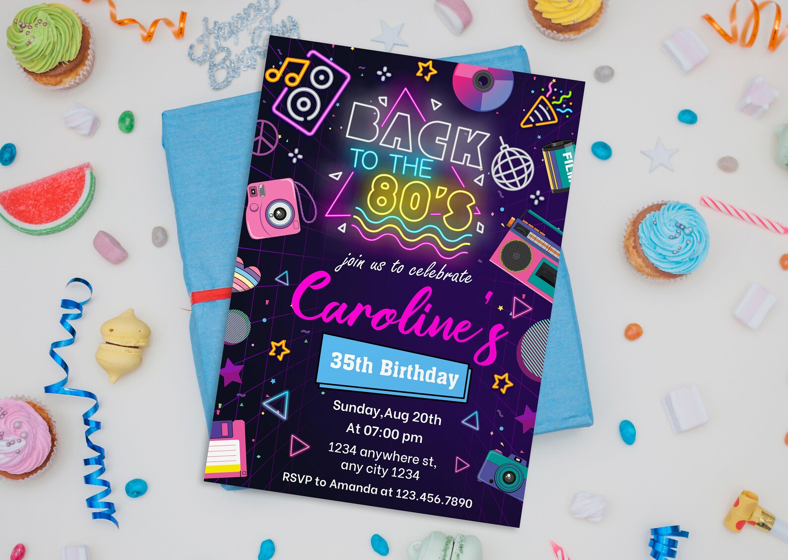 Editable 80s Birthday Invitation,80s Party Invitation,back to the 80s ...