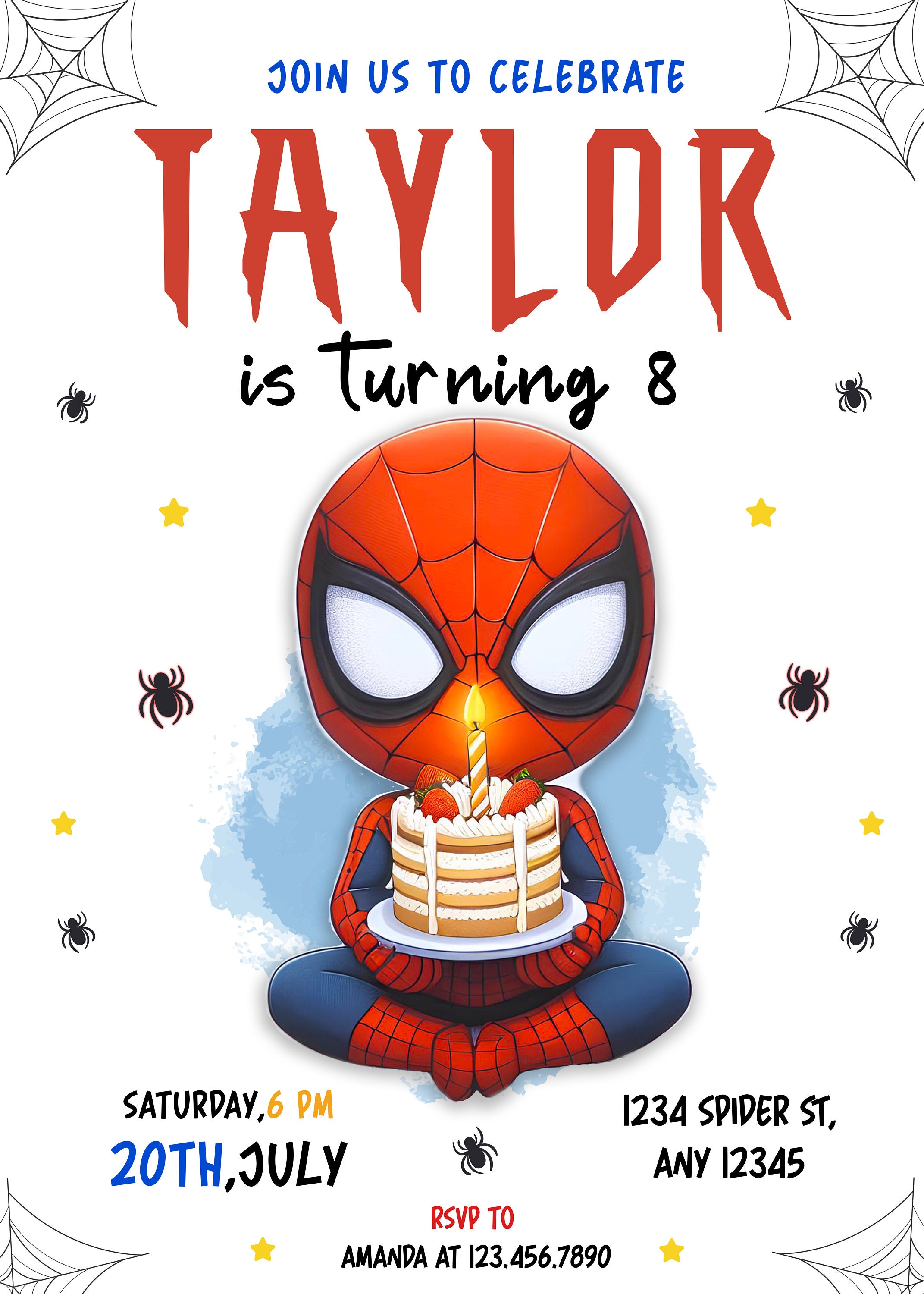 Spider Man Invitation, Spider-man Boys Birthday Party Digital ...