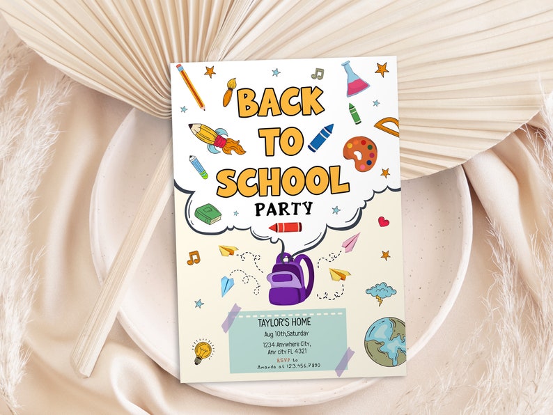 Editable Back to School Party Invitation Template, Back to School ...