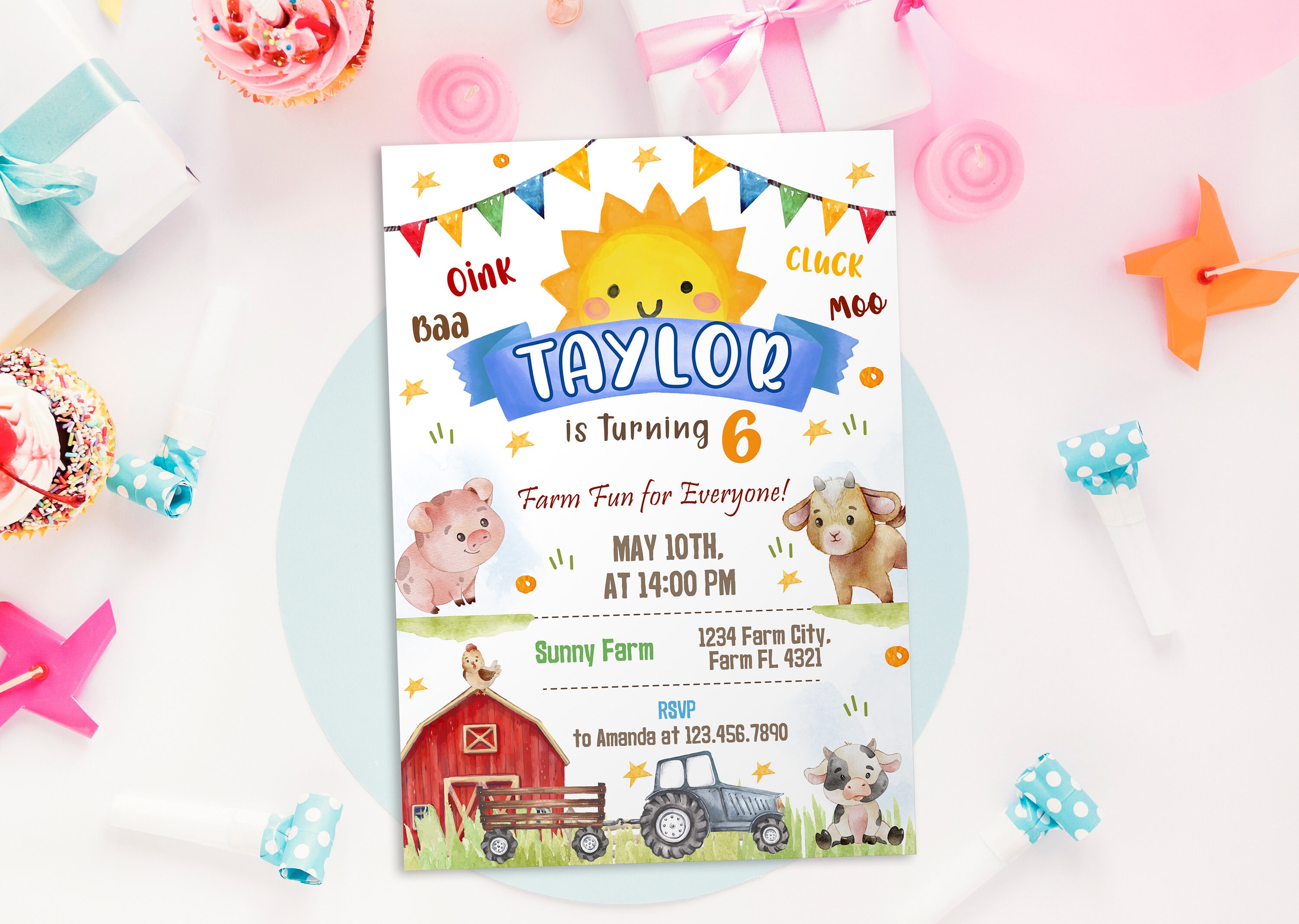 Farm Invitation,farm Birthday, Farm Animals Birthday Invitation, Farm ...
