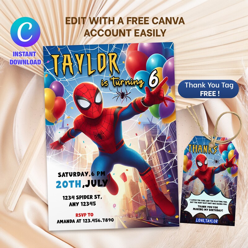 Spiderman Invitation - Etsy
