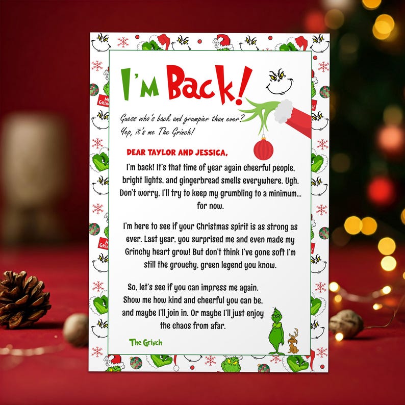 Editable Letter From Grinch, Christmas Letter, Official Letter From ...
