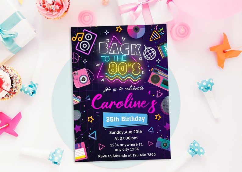 Editable 80s Birthday Invitation,80s Party Invitation,back to the 80s ...