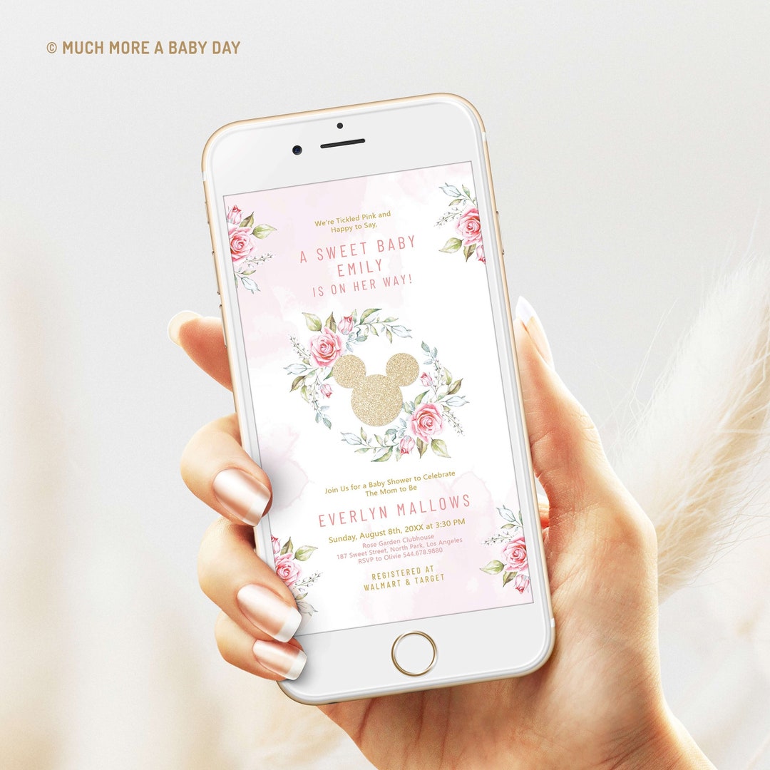 Girl Floral Minnie Mouse Baby Shower Invitation Evite, Minnie Mobile ...
