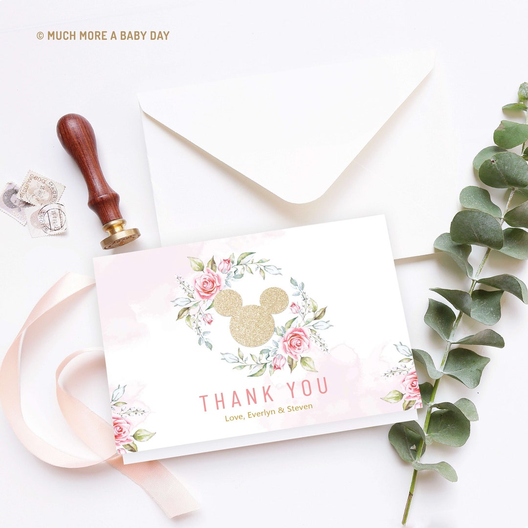 Minnie Mouse Thank You Cards Baby Shower Girl, Minnie Birthday Girl ...