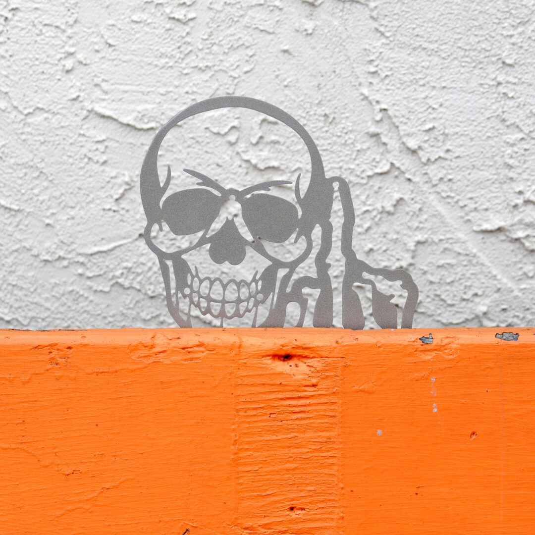 Rude Skull Metal Garden Sign | Funny Skeleton Yard Art | Gothic Outdoor ...