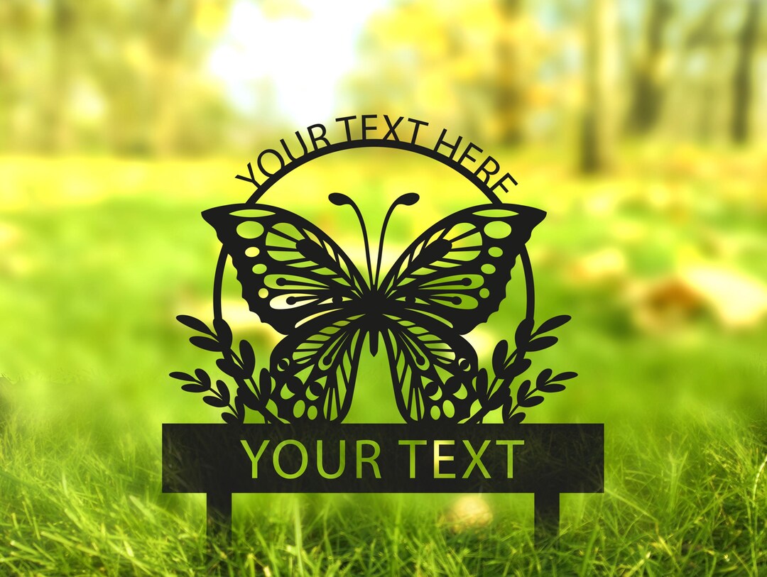 Custom Butterfly Metal Sign With Stakes, Outdoor Garden Decor ...
