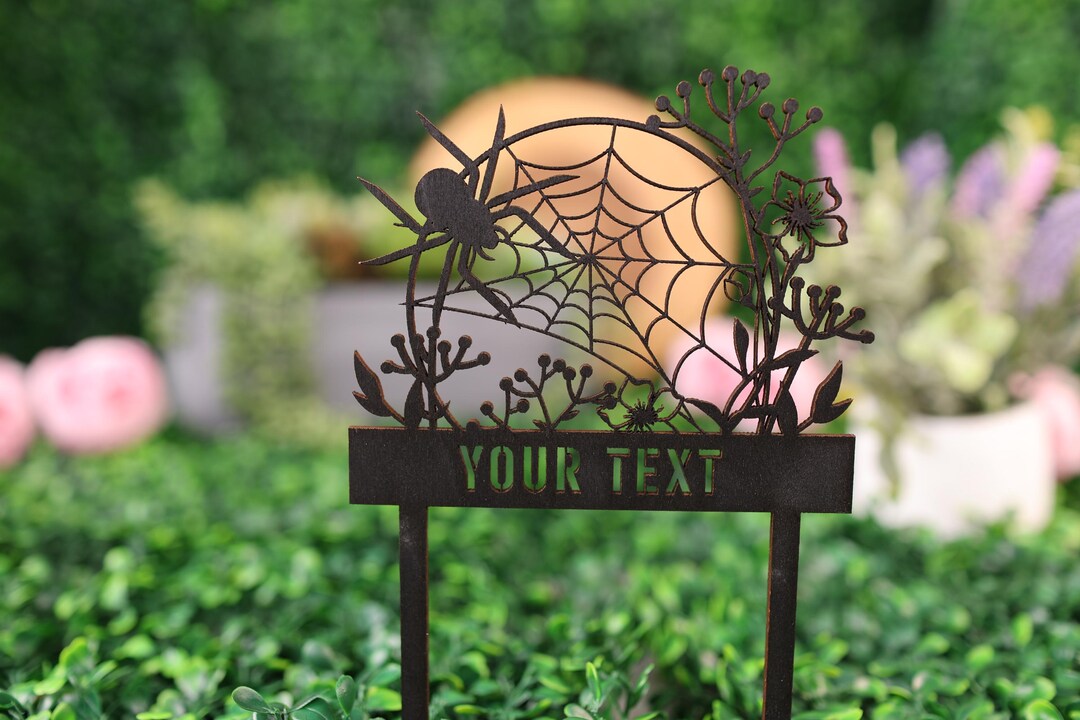 Spider Garden Metal Sign, Yard Metal Sign, Outdoor Spiderweb Garden ...