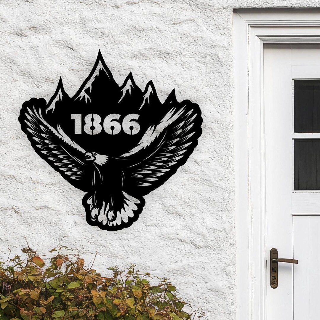 Personalized Eagle Flying Mountain Forest Scene Metal Address Sign ...