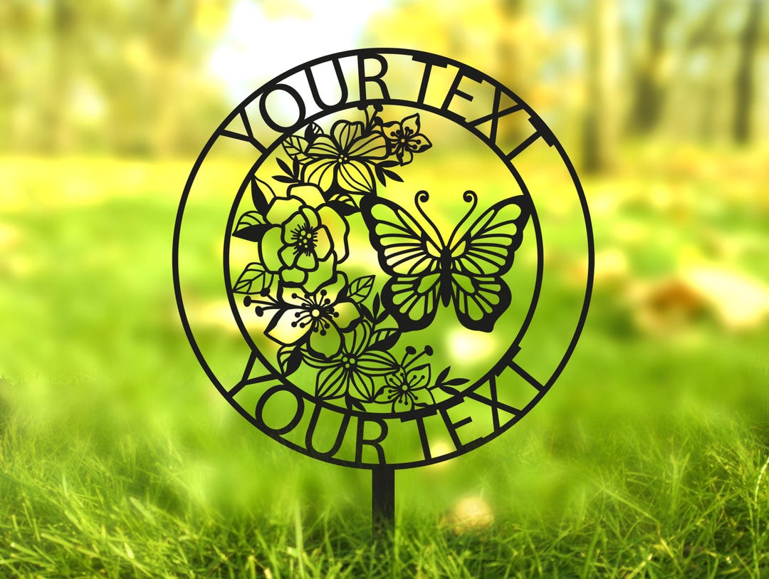 Personalized Butterfly Metal Garden Sign With Stakes, Metal Yard Decor ...