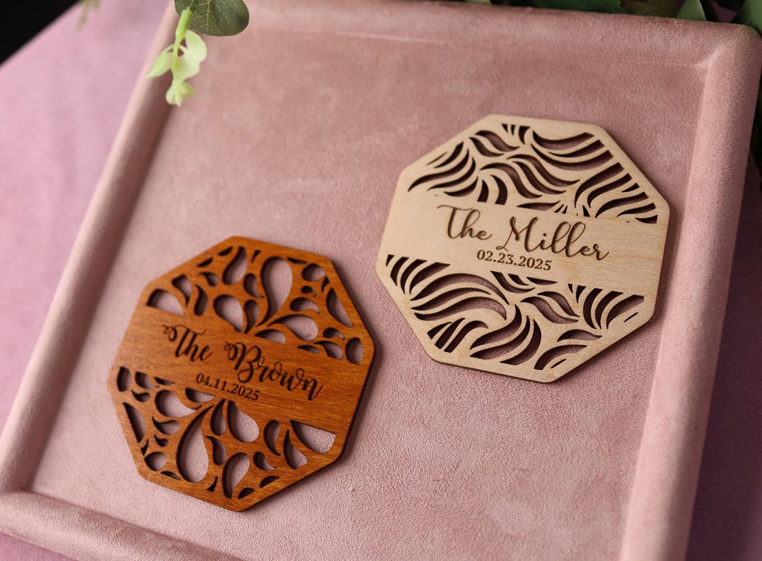 Custom Wedding Reception Coasters Bulk Personalized Favors Rustic Guest ...