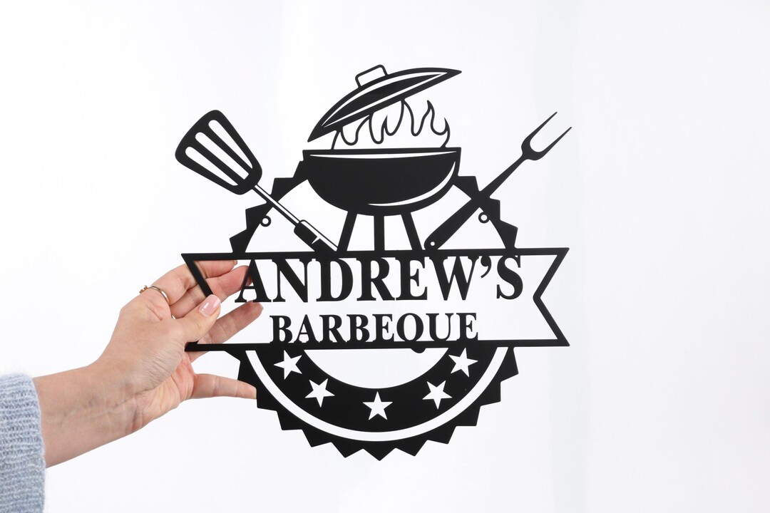 Custom BBQ Grill Plaque, Rustic Metal Outdoor Decor - Etsy