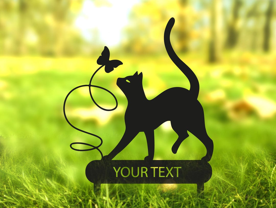 Custom Cat Garden Sign With Stake, Personalized Metal Yard Sign ...
