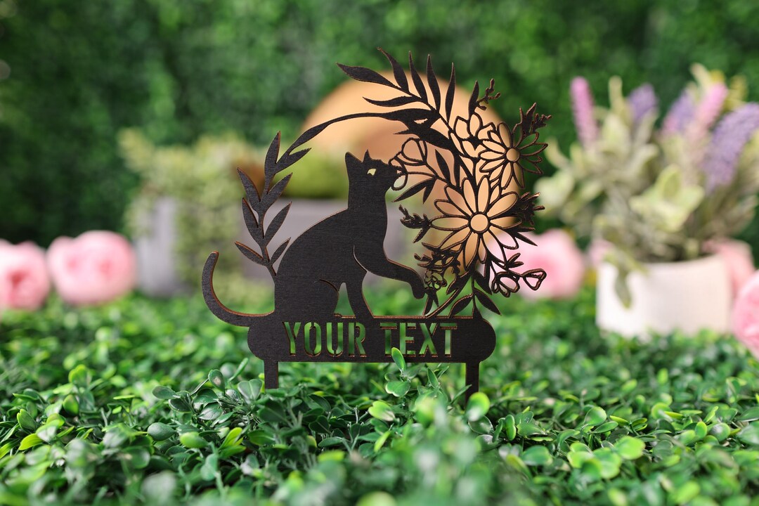 Cat Lover Metal Garden Sign, Custom Cat Yard Stake, Outdoor Cat ...