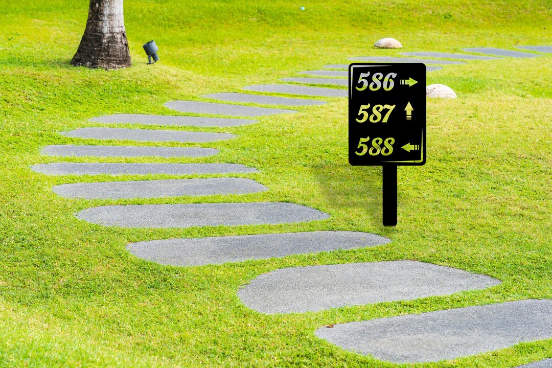 Custom Lawn Address Sign With Stake,metal House Numbers for Yard ...