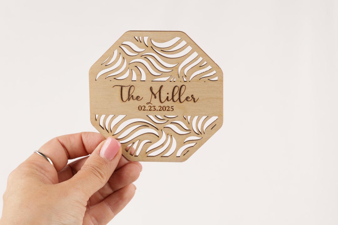 Custom Wedding Reception Coasters - Bulk Personalized Favors - Rustic ...