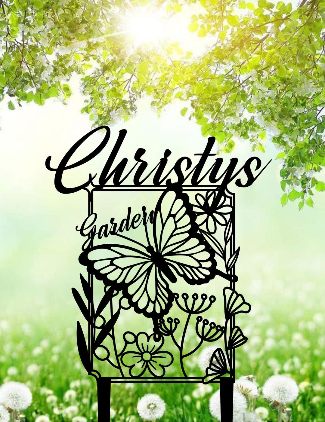 Custom Butterfly Garden Sign, Butterfly Metal Garden Stake ...