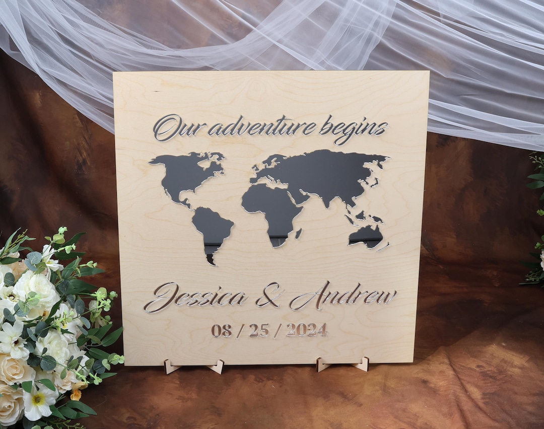 Globe Wedding Guest Book Alternative, 3D Map Wooden Sign Guestbook ...