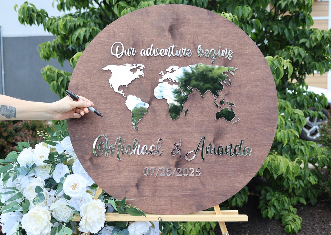 World Map Wedding Guest Book Alternative, 3D Map Wooden Sign Guestbook ...