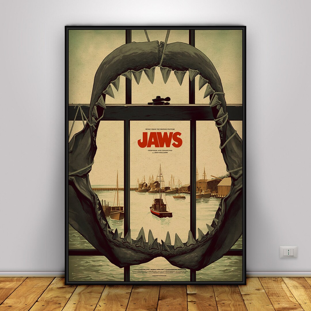 Jaws Poster Wall Art Wall Prints Home Decor Kraft Paper Print Gift ...