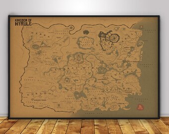 Zelda Hyrule Map breath of the Wild - Etsy