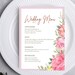 Romantic Wedding Menu Template | Printable Menu Card | Wedding Menu ...