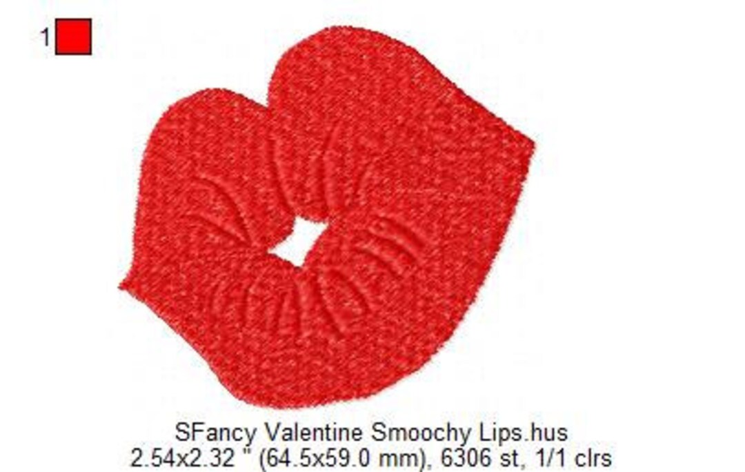 Sfancy Machine Embroidery - Smoochy Puckered Valentine Lips - 4 X 4 - Etsy