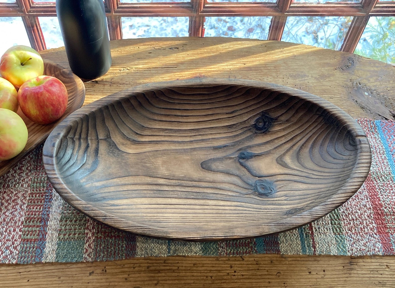 Oval Wooden Bowl Rustic Farmhouse Vintage Style Decor - Etsy