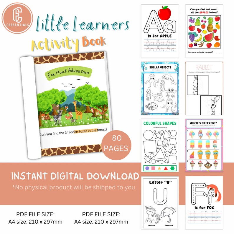 ABC Fun Little Learners Activity Book Alphabet Shapes Drawing Writing ...