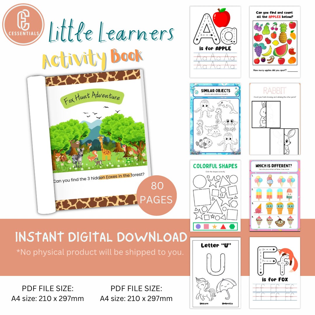 ABC Fun Little Learners Activity Book Alphabet Shapes Drawing Writing ...