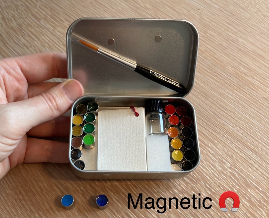 Mini Watercolor Set 24 Watercolor Colors in Magnetic Pans in a Tin ...