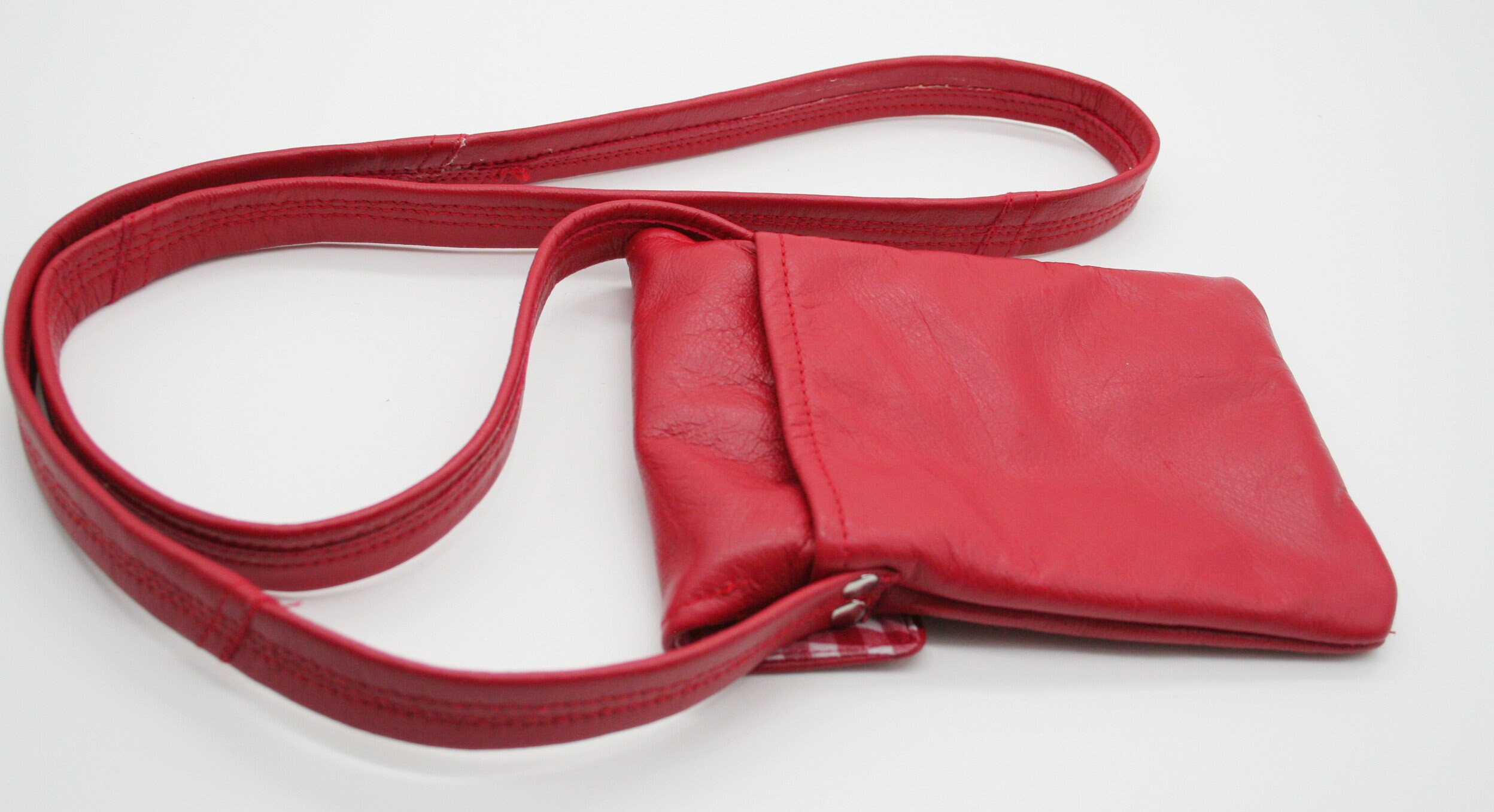 Recycled Red Leather Cross Body Cell Phone Sak - Etsy