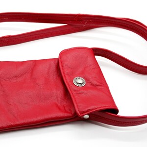 Recycled Red Leather Cross Body Cell Phone Sak - Etsy