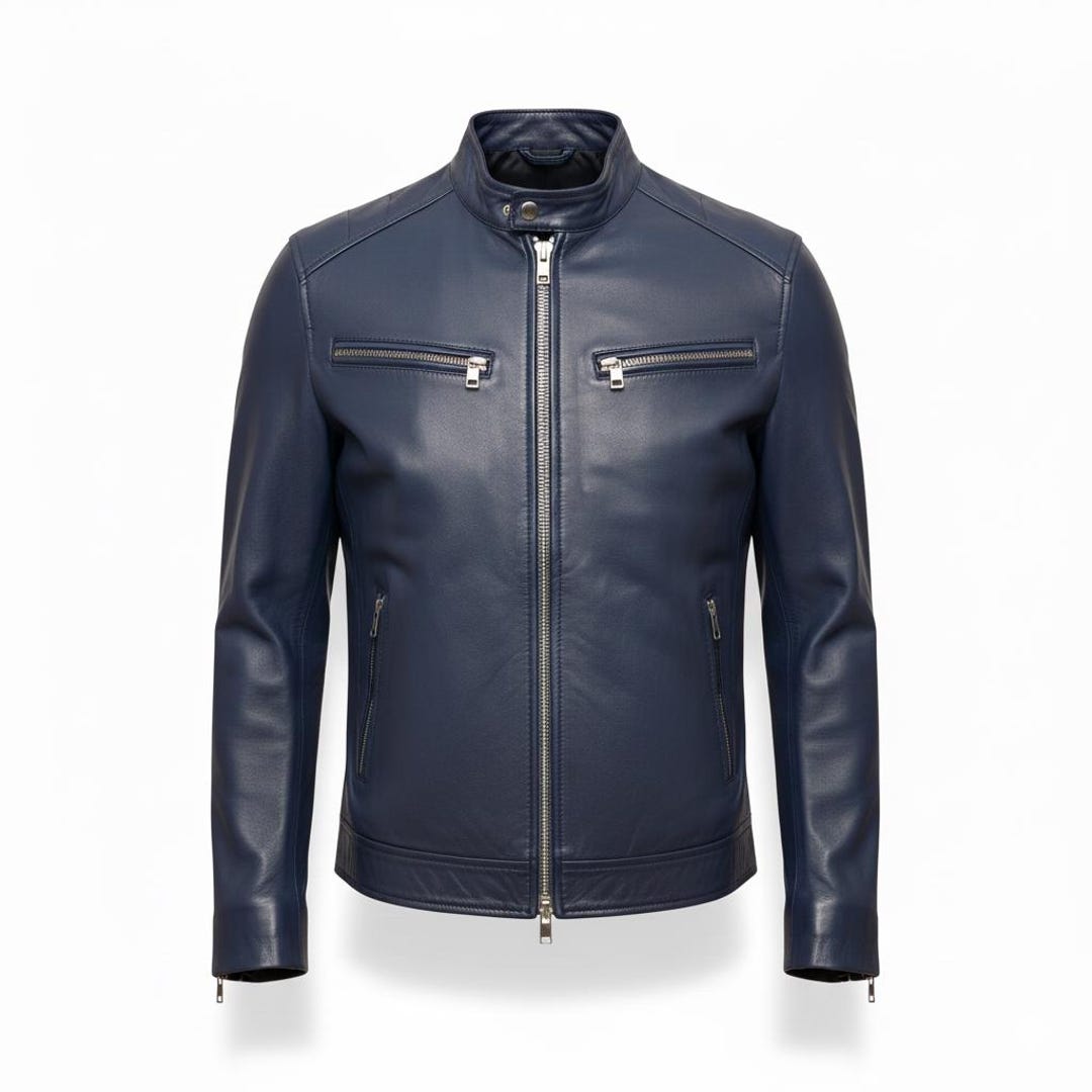 Handmade Men's Blue Leather Biker Jacket, Motorcycle Jacket Men, Gifts ...