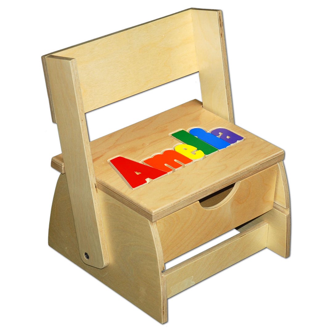 Personalized Name Puzzle Step Stool: Baltic Birch Toy Chest - Etsy