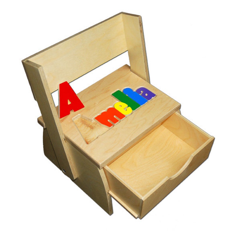 Personalized Name Puzzle Step Stool: Baltic Birch Toy Chest - Etsy