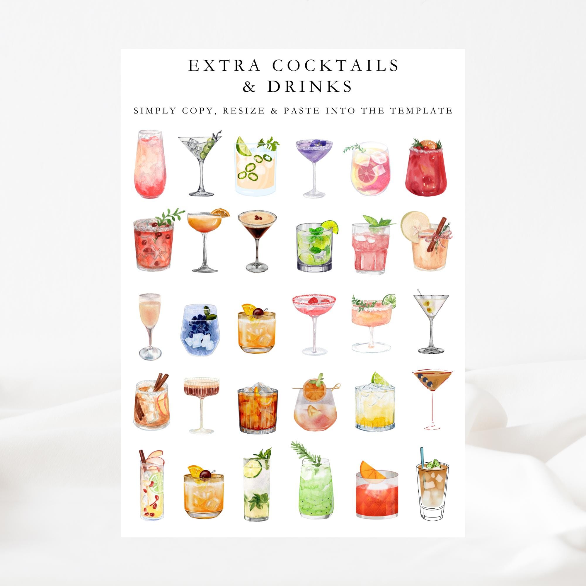 Drinks Menu Template (A5), Printable Cocktail Bar Menu for Any Occasion ...