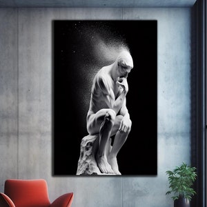 Thinking Man Wall Art, Tempered Glass Wall Art, Sculpture Wall Art ...